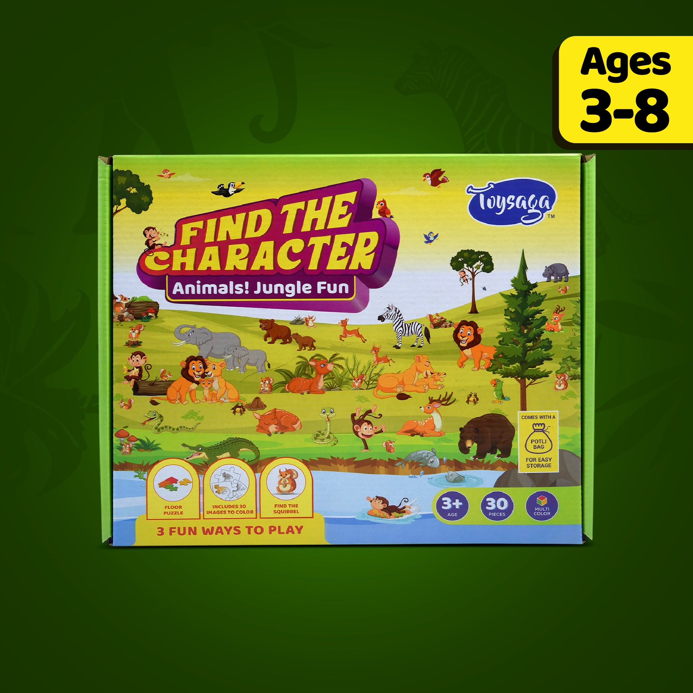 Find The Character| Animals! Jungle Fun| 30 Pieces Floor Puzzle ...